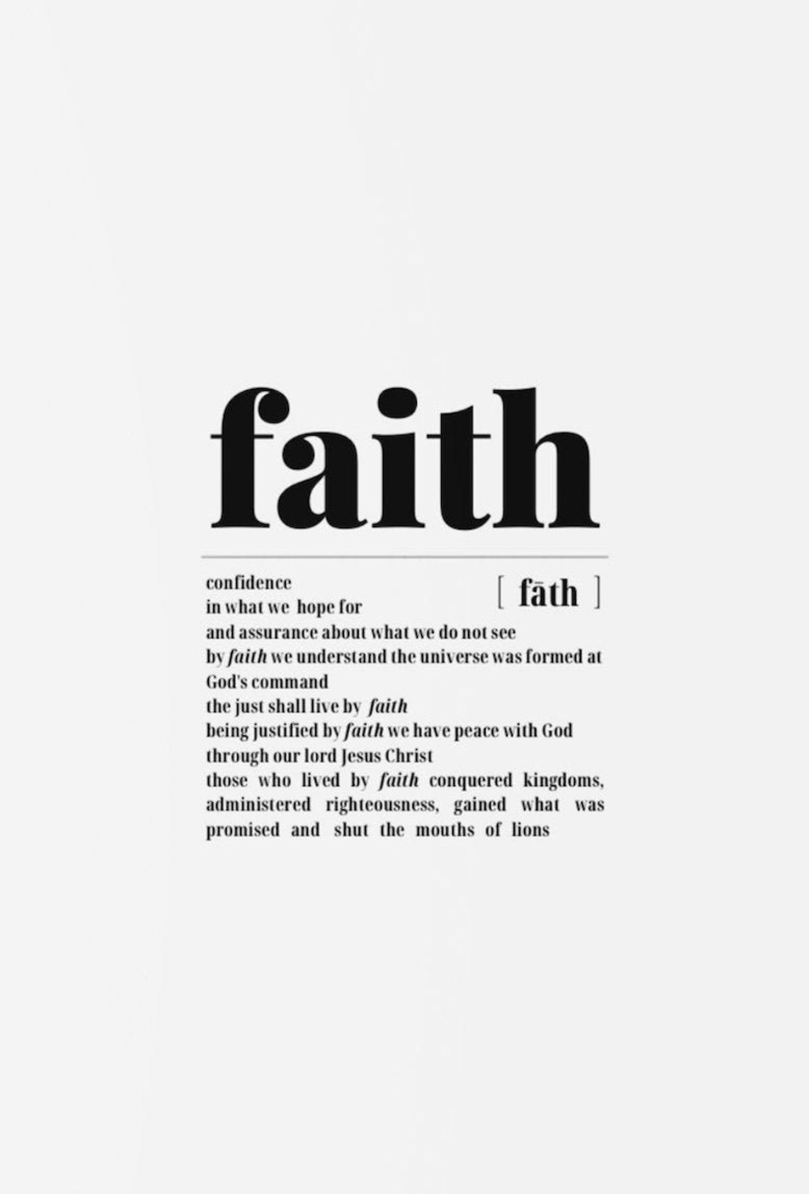 FAITH Typography Print Dictionary Style Definition of | Etsy