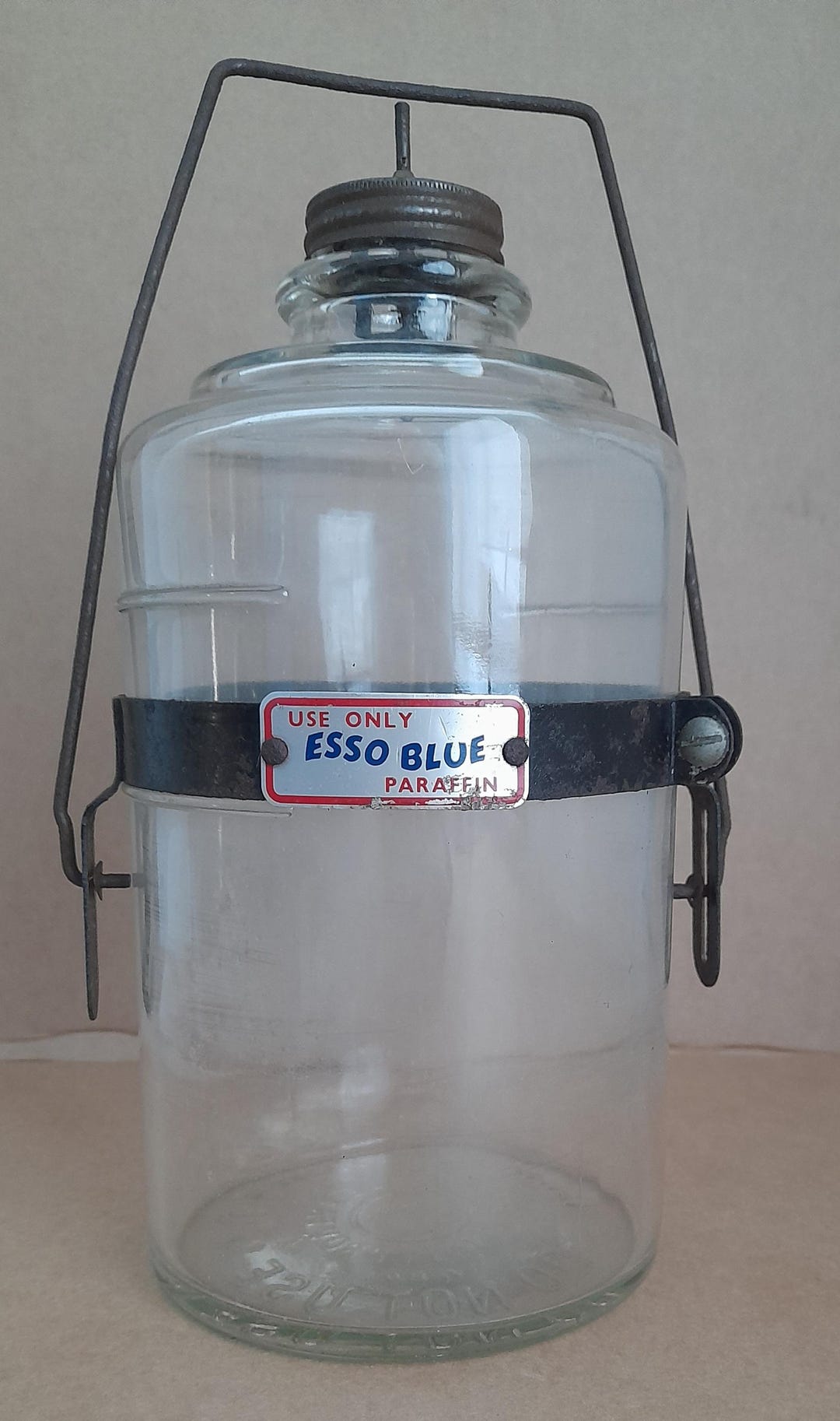 Vintage Esso Blue Paraffin Valor Glass Dispensing Jar With Valve Cap ...