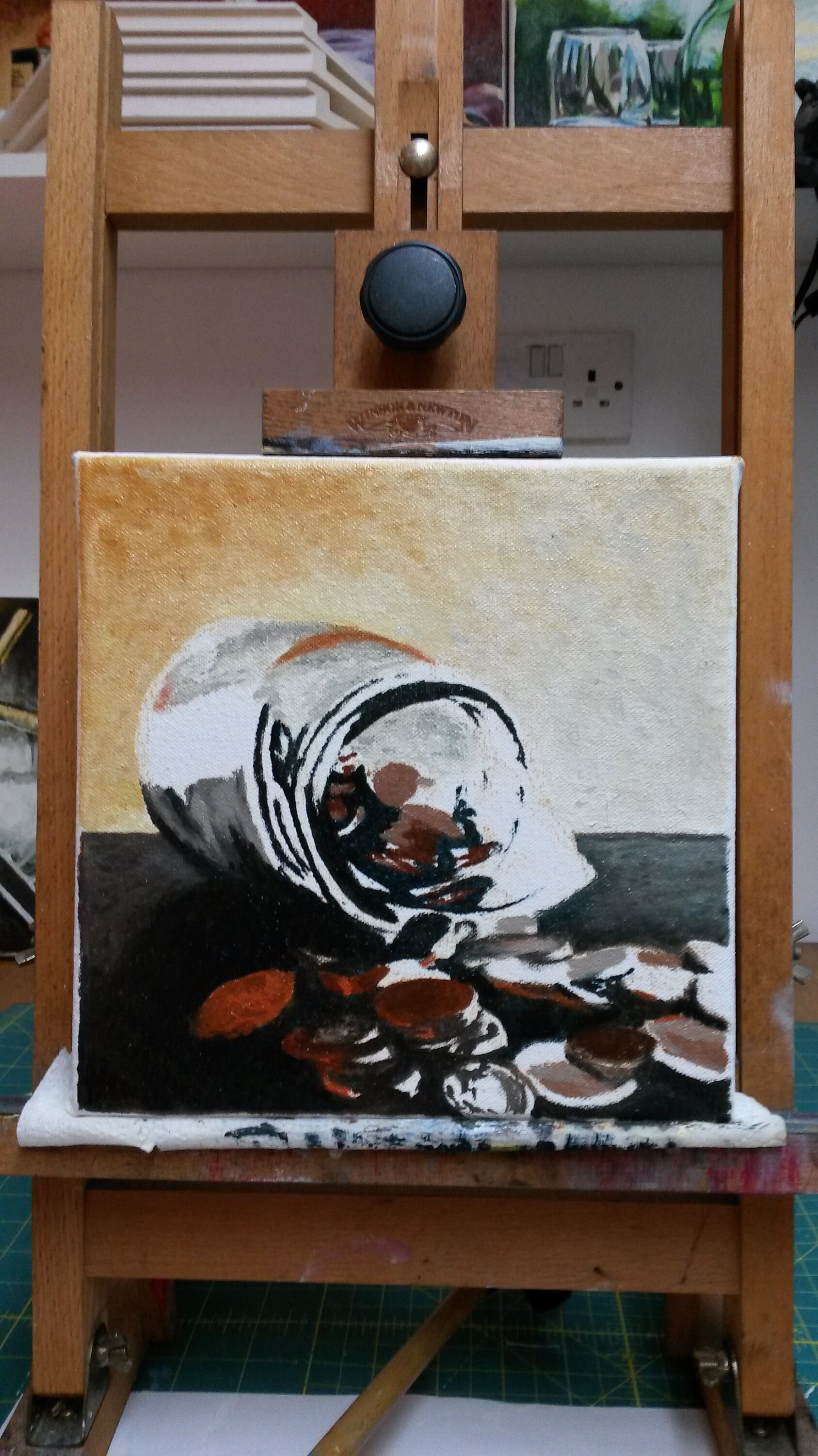 Cash Oil Painting of a Jar of Money With Notes and Coins Spilling Out ...