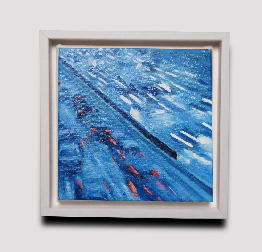 Traffic II - Original Oil Painting of Cars Driving on a Wet Motorway at ...