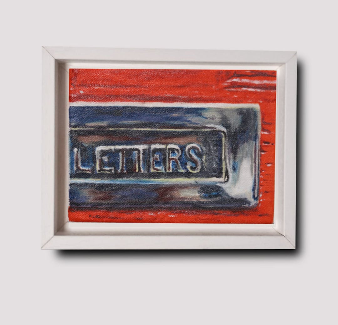 Letters Oil Painting of a Shiny Metal Letterbox With a Reflection of a ...