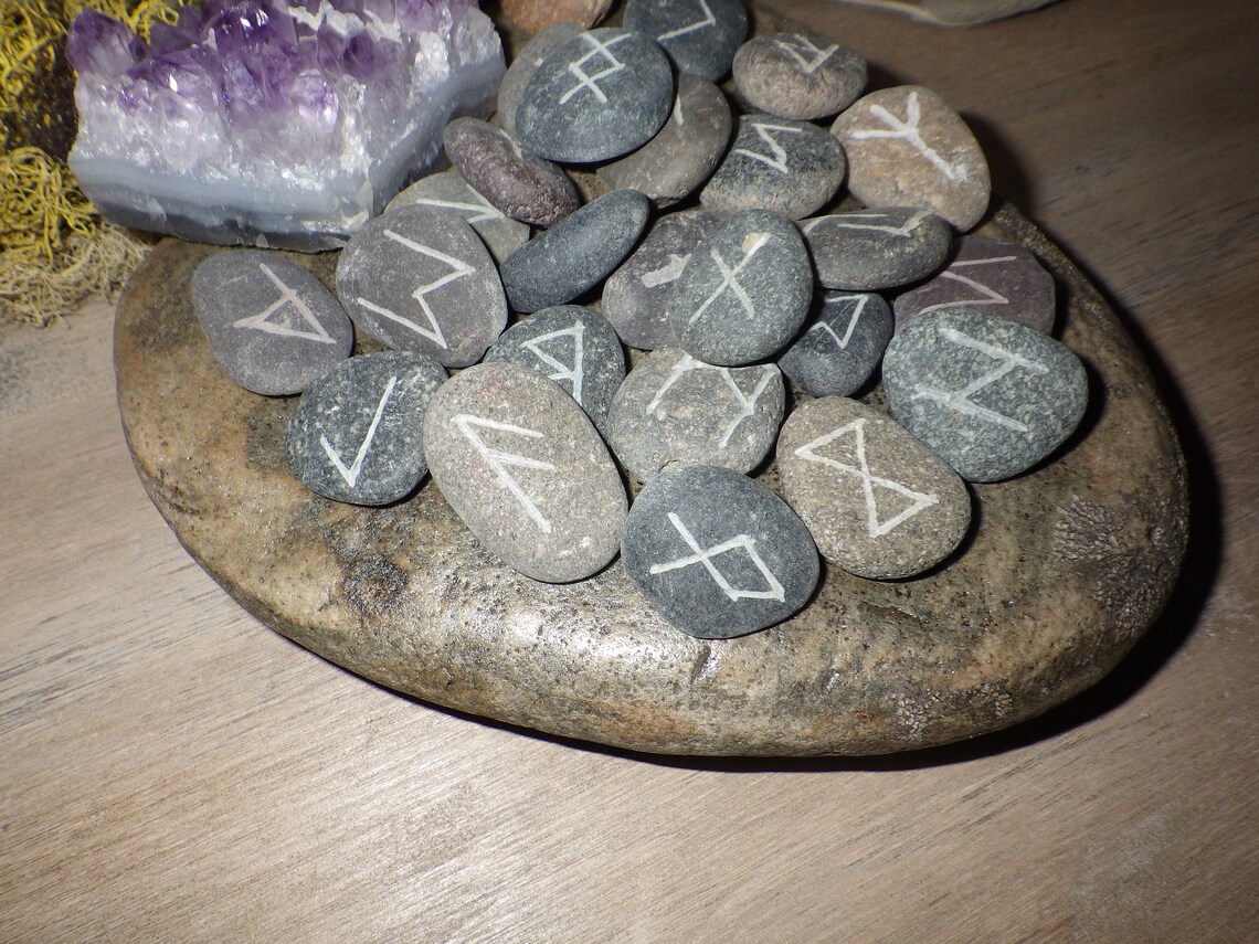 Hand Crafted LARGE Elder Futhark Runes Natural Stone Odin - Etsy