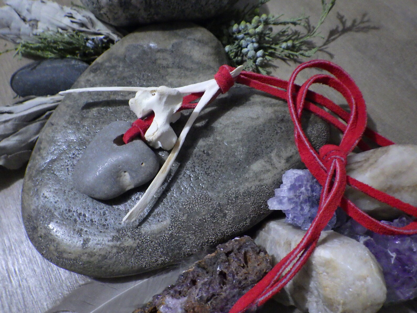 Hag Stone & Bone Warrior Talisman Barbarian Protection - Etsy