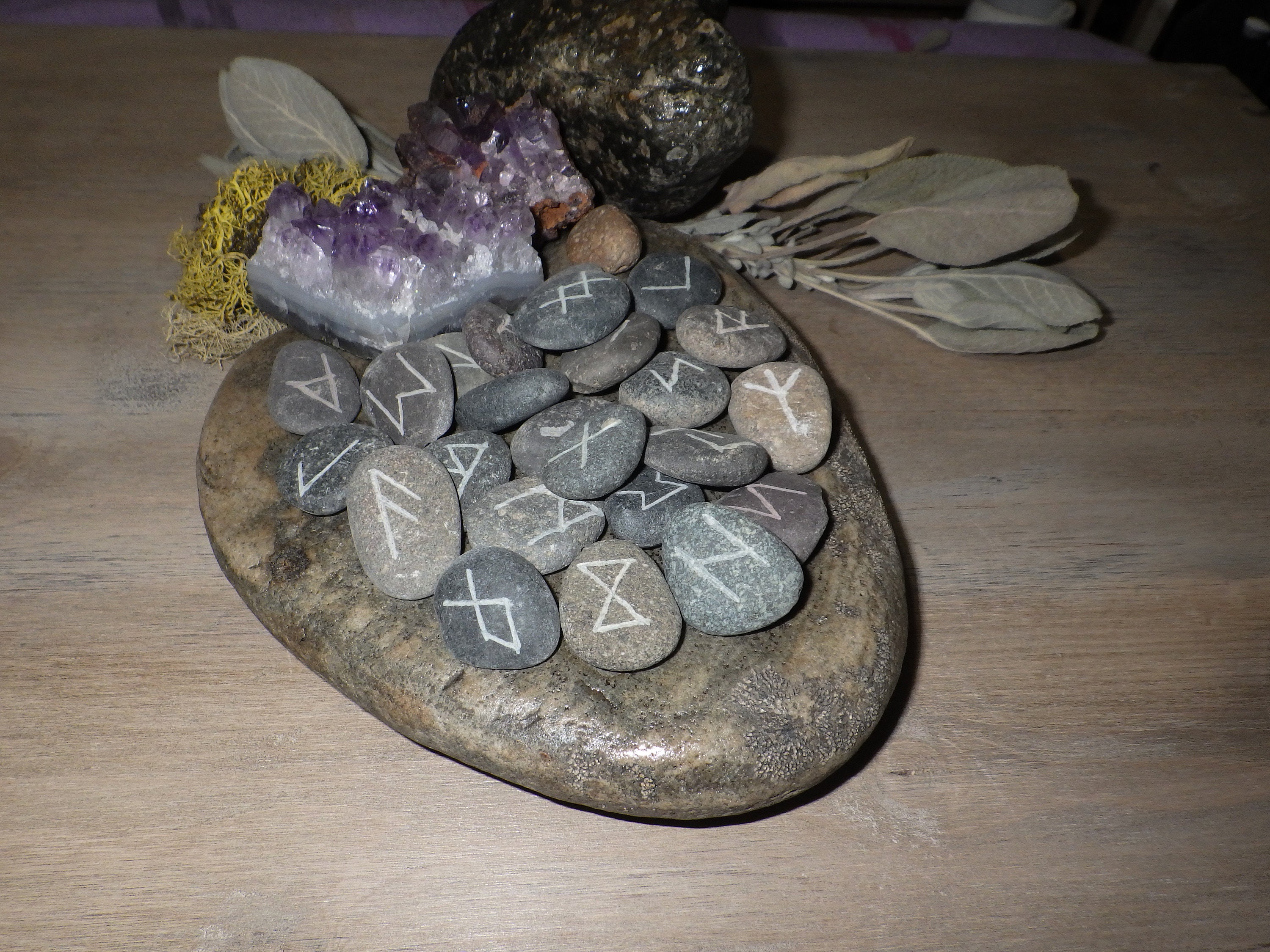 Hand Crafted, LARGE, Elder Futhark Runes, Natural Stone, Odin Runes ...