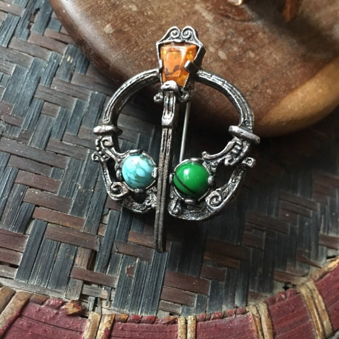 Antique Sterling Silver Torch Stone Brooch - Etsy