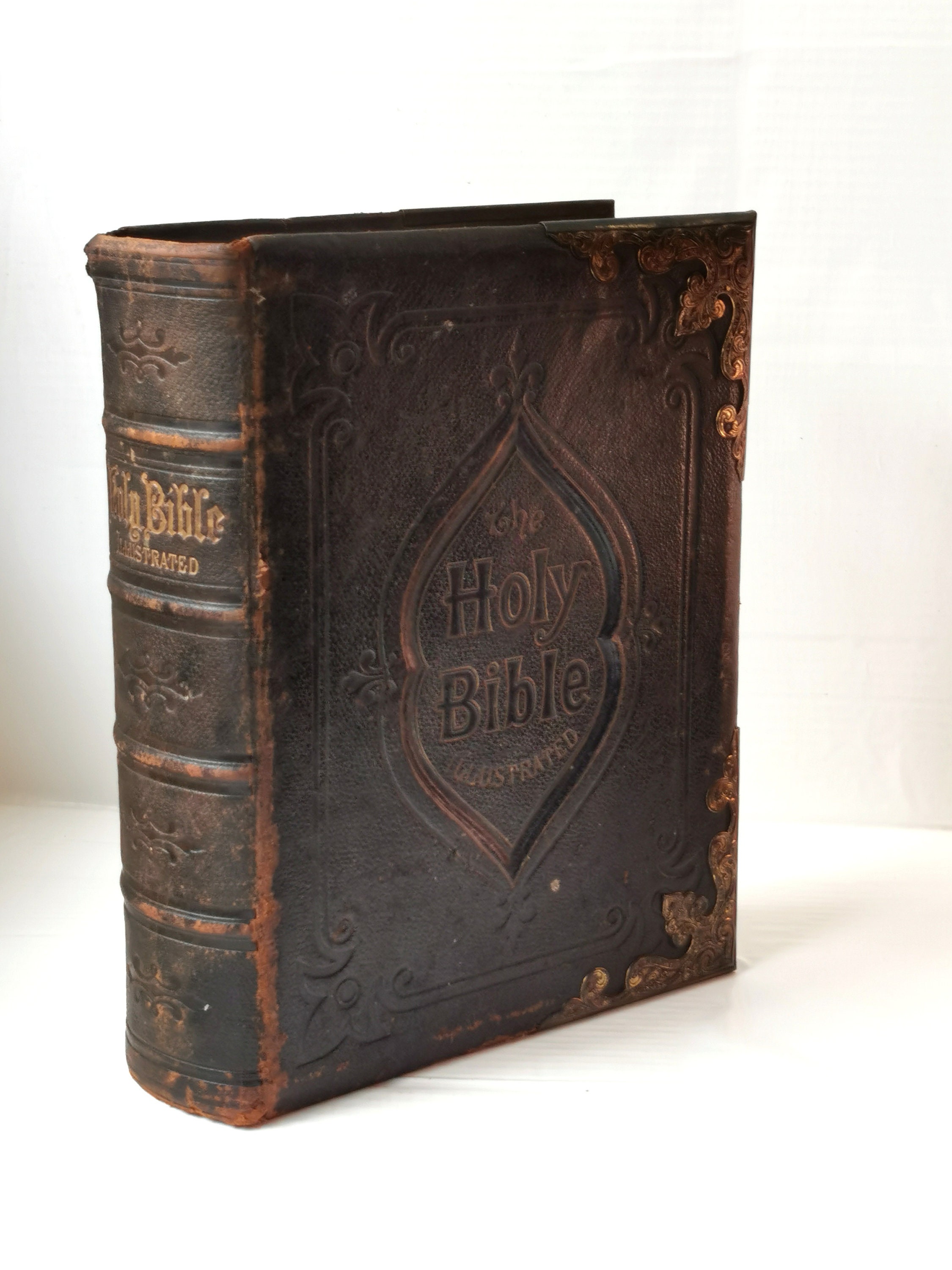 Self-interpreting Family Bible 1880s Antique Leather Brown's Family ...