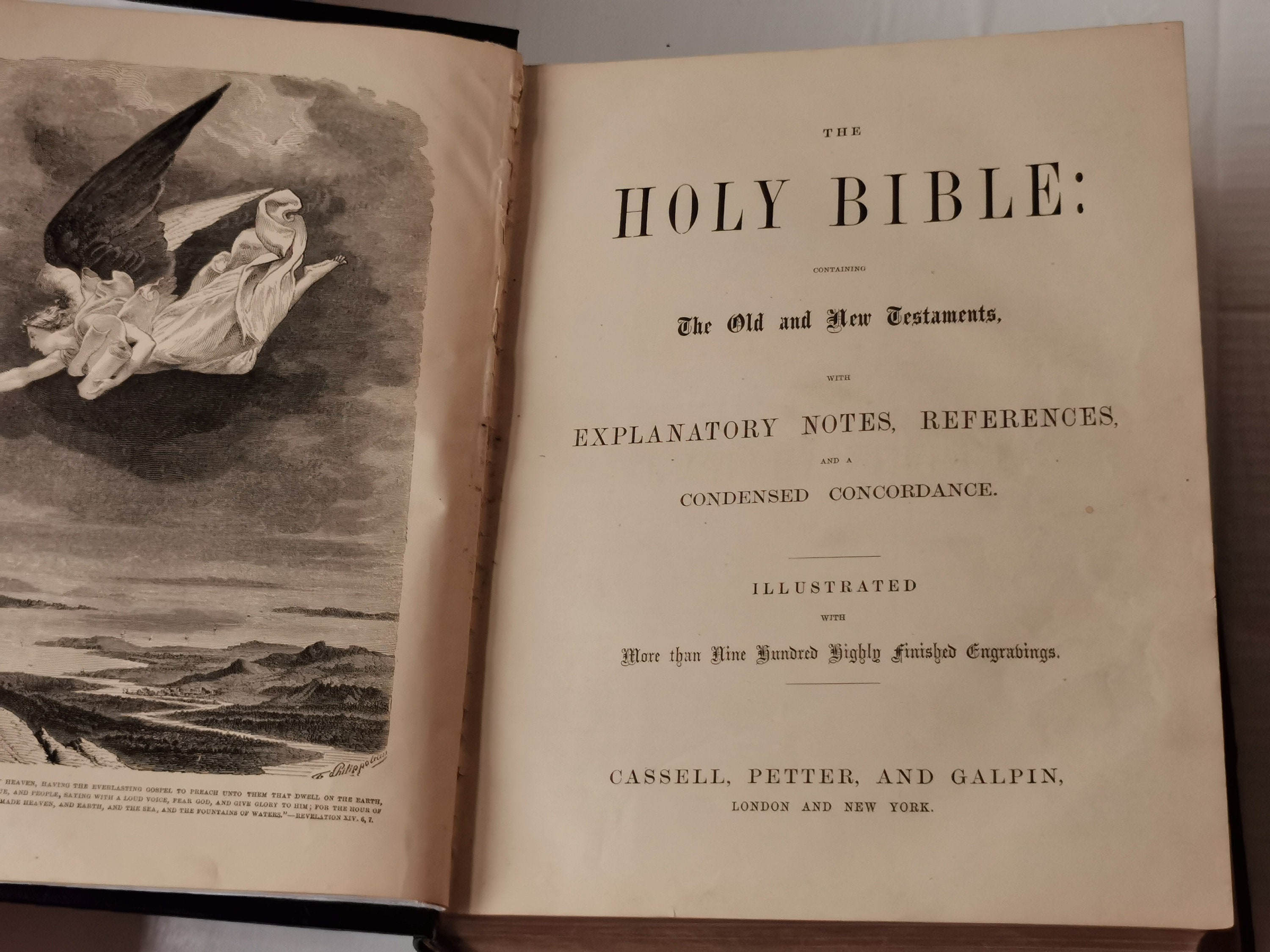 Antique KJV Family Bible c.1860 Illustrated Family Bible 900 Wood ...
