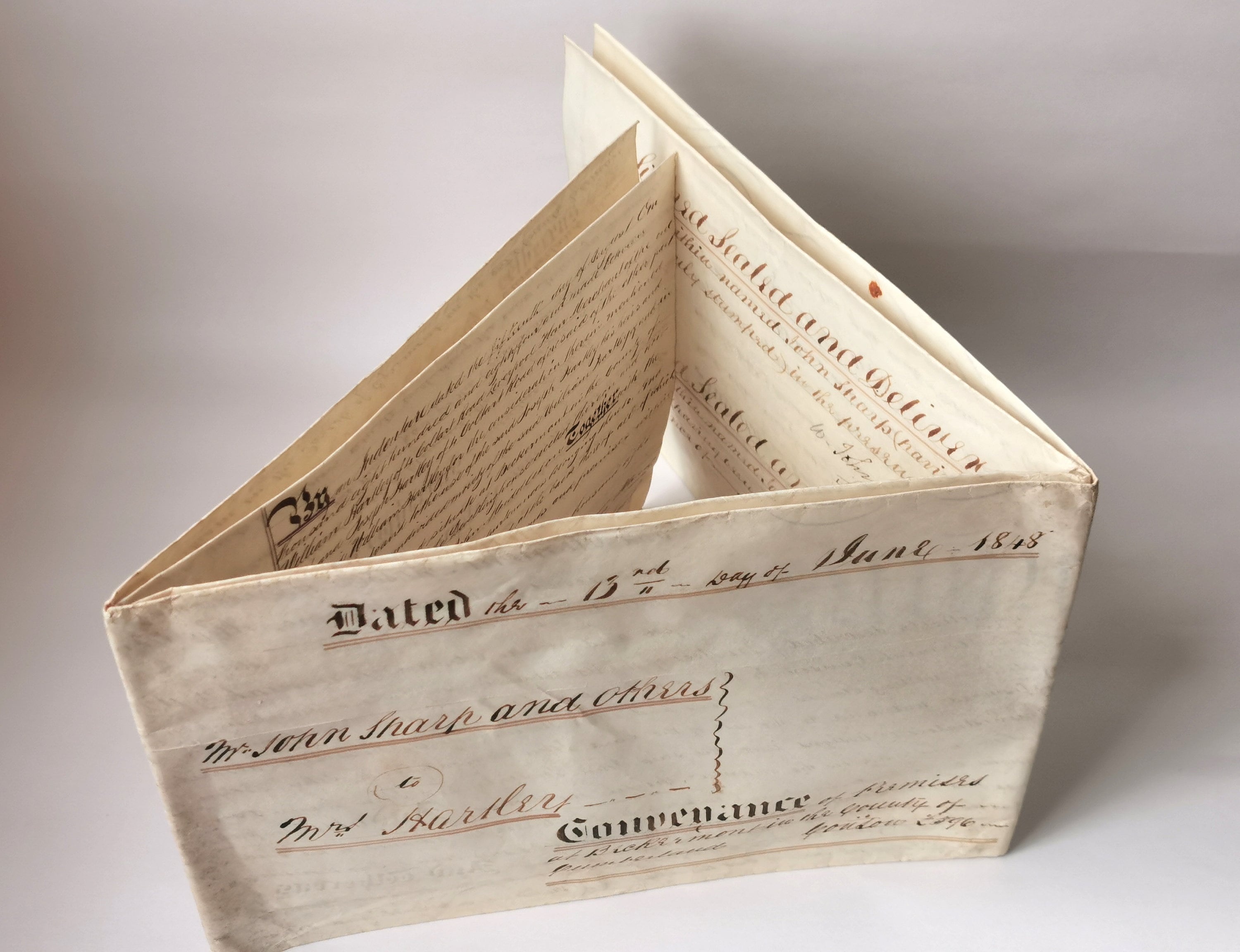 Large Antique Vellum Indenture 1848 Cumberland Large Double Sheet ...