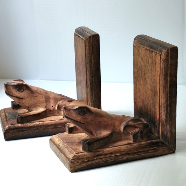 Carved Wood Bookends - Etsy