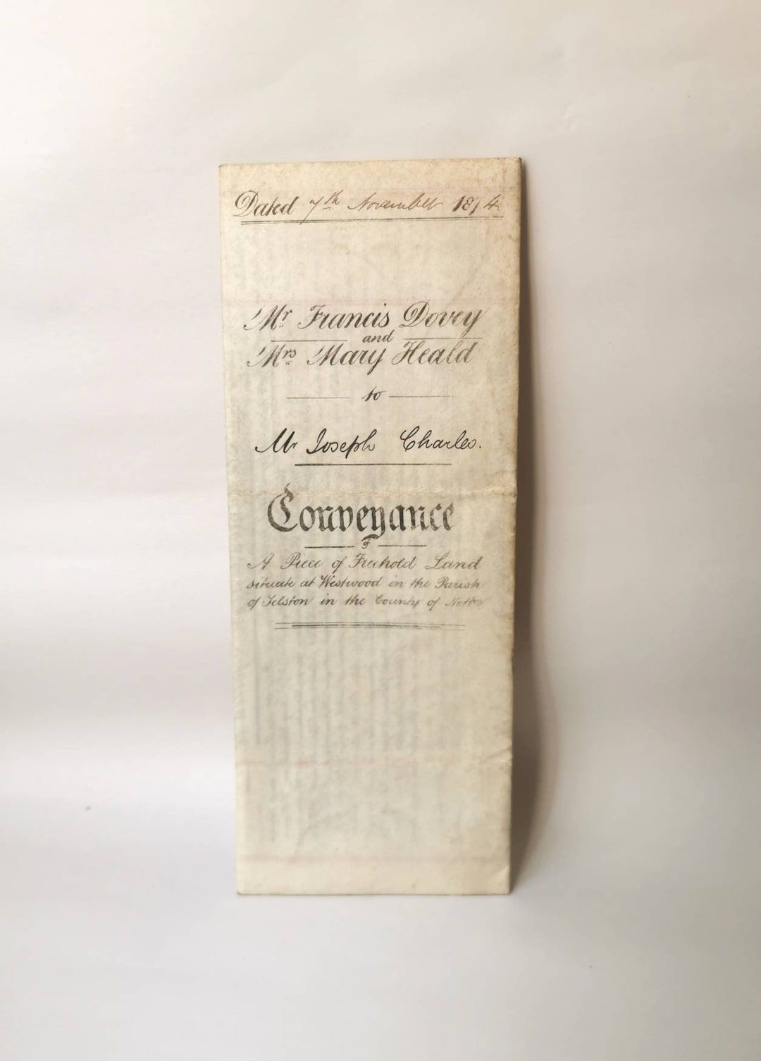 Antique Vellum Indenture (1874) Westwood Nottinghamshire, Heald and ...