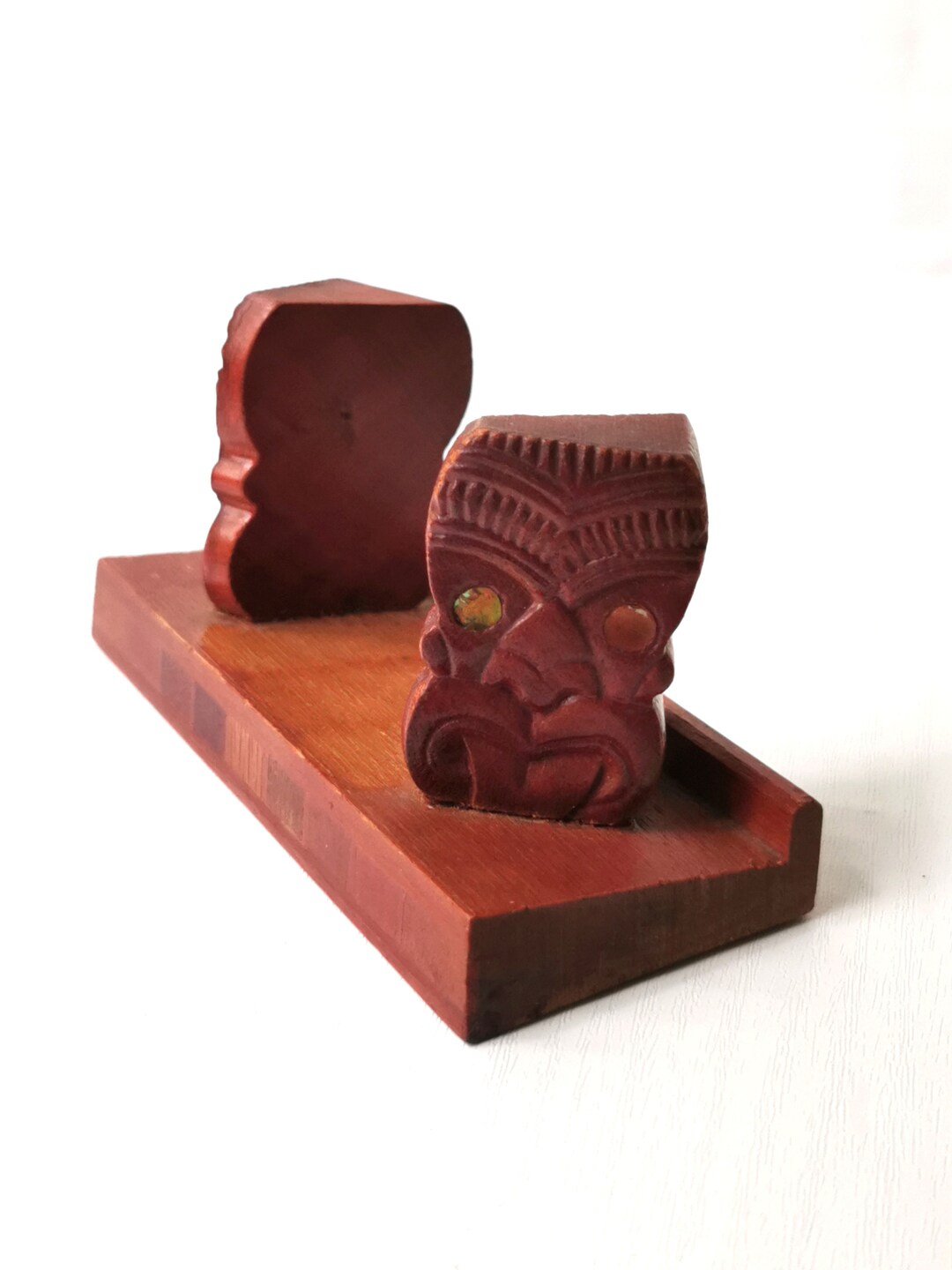 New Zealand Timbers Sovereign Book Stand With Koruru, Maori Vintage ...