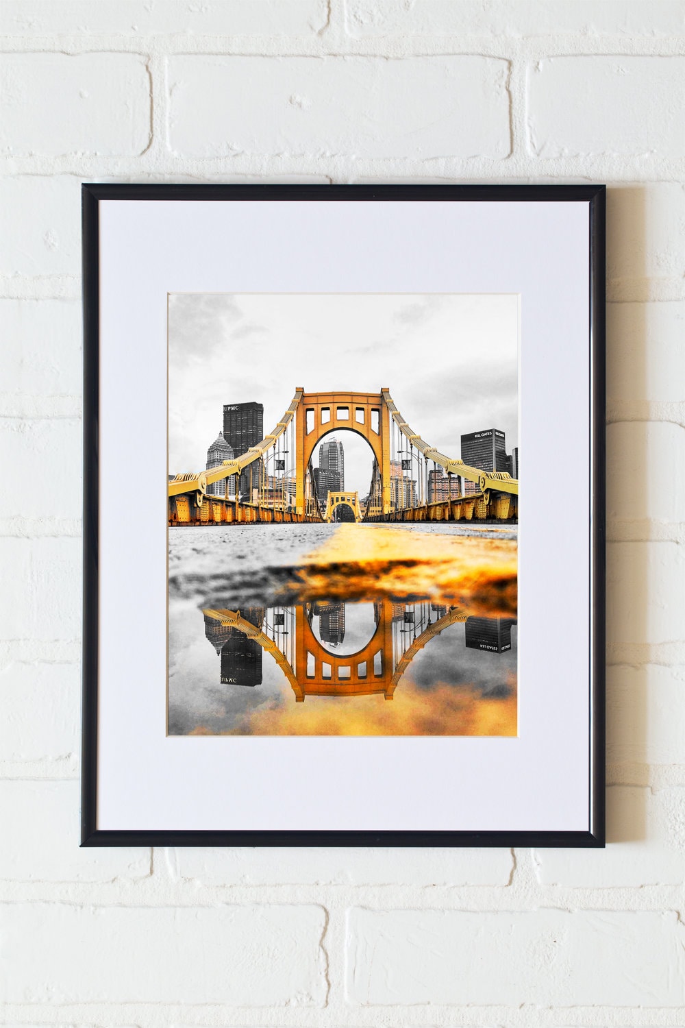Black and Gold Pittsburgh Bridge Reflection Photography | Pittsburgh ...