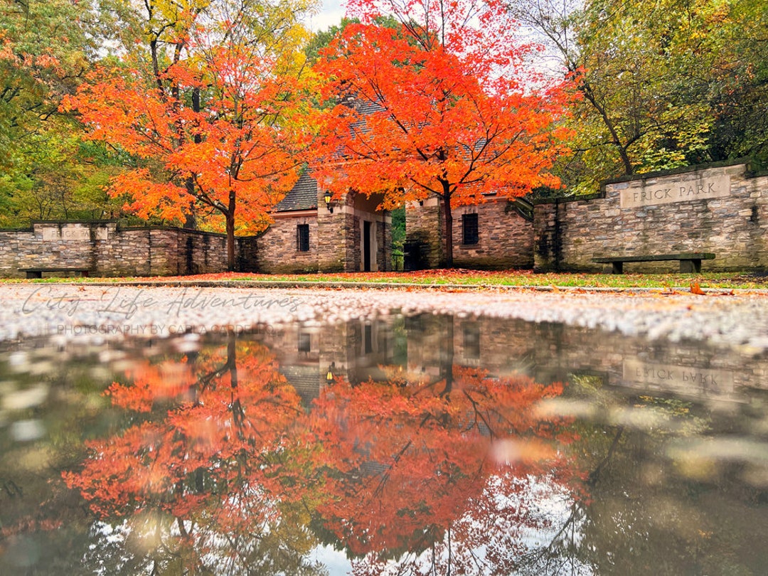 Frick Park Gate Fall Reflection Photography | Pittsburgh Print - Etsy