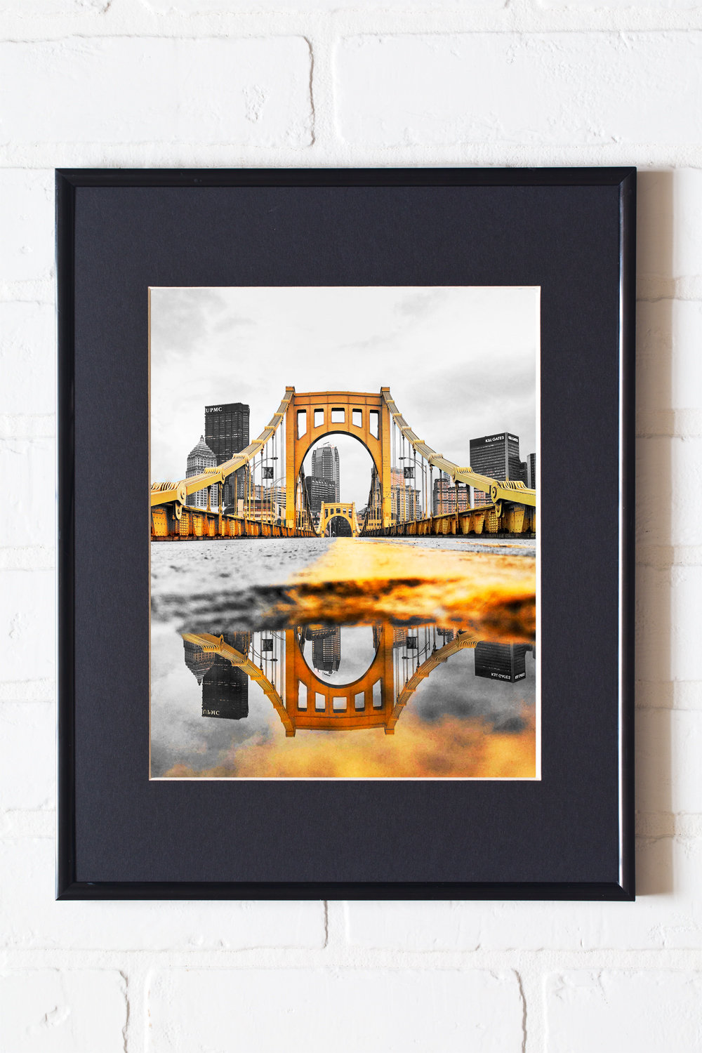 Black and Gold Pittsburgh Bridge Reflection Photography | Pittsburgh ...