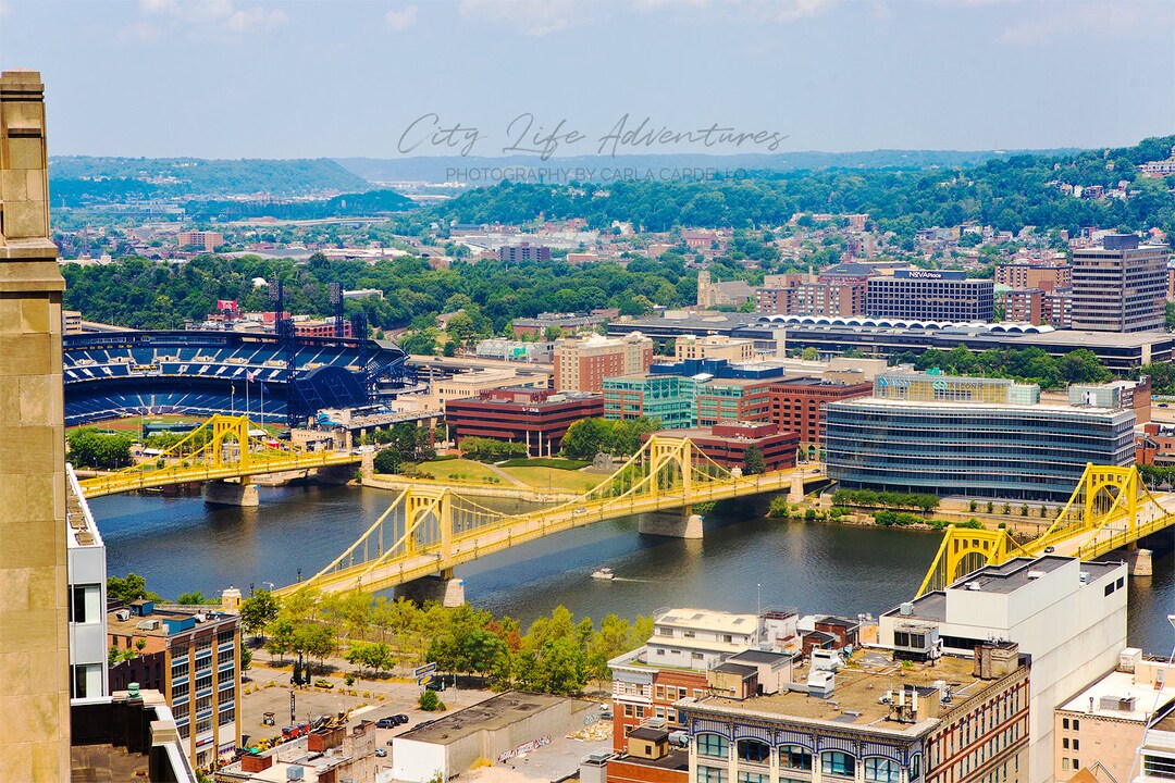 Three Sister Bridges With Downtown Pittsburgh Print | Pittsburgh Photo ...