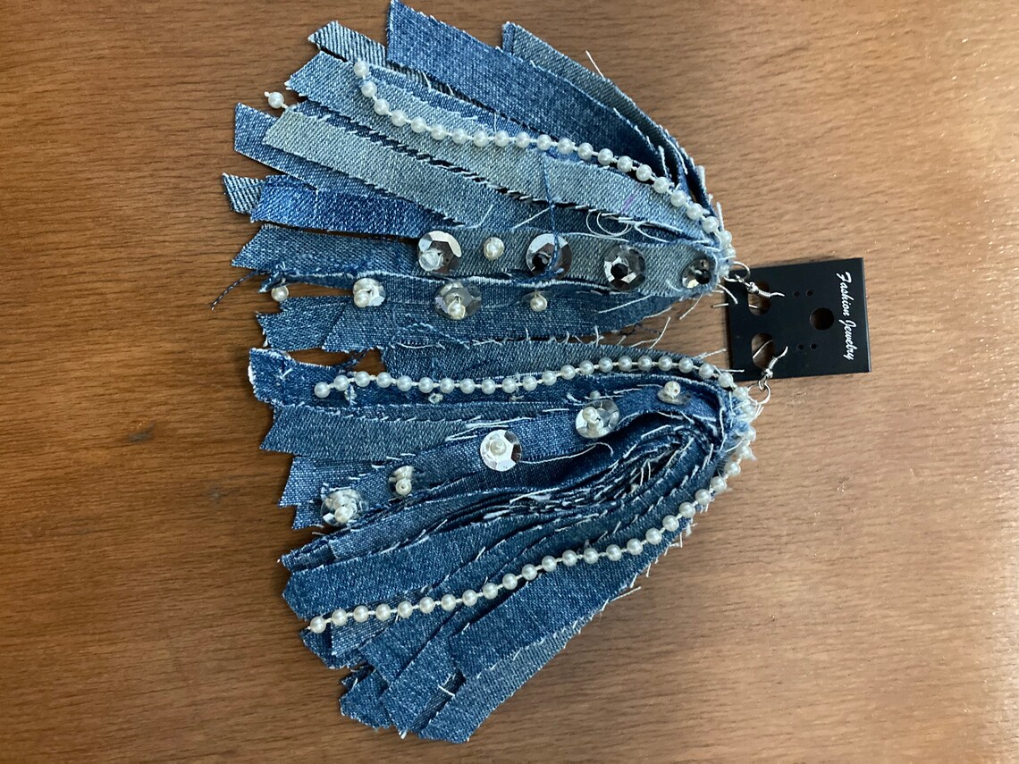 Blue Jean Denim Earrings - Etsy