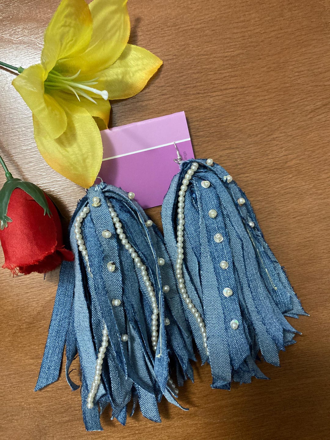 Blue Jean Denim Earrings - Etsy