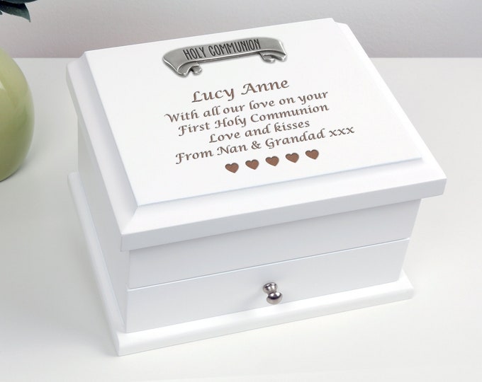 Holy Name Personalized First Communion Trinket Rosary Box, Engraved ...