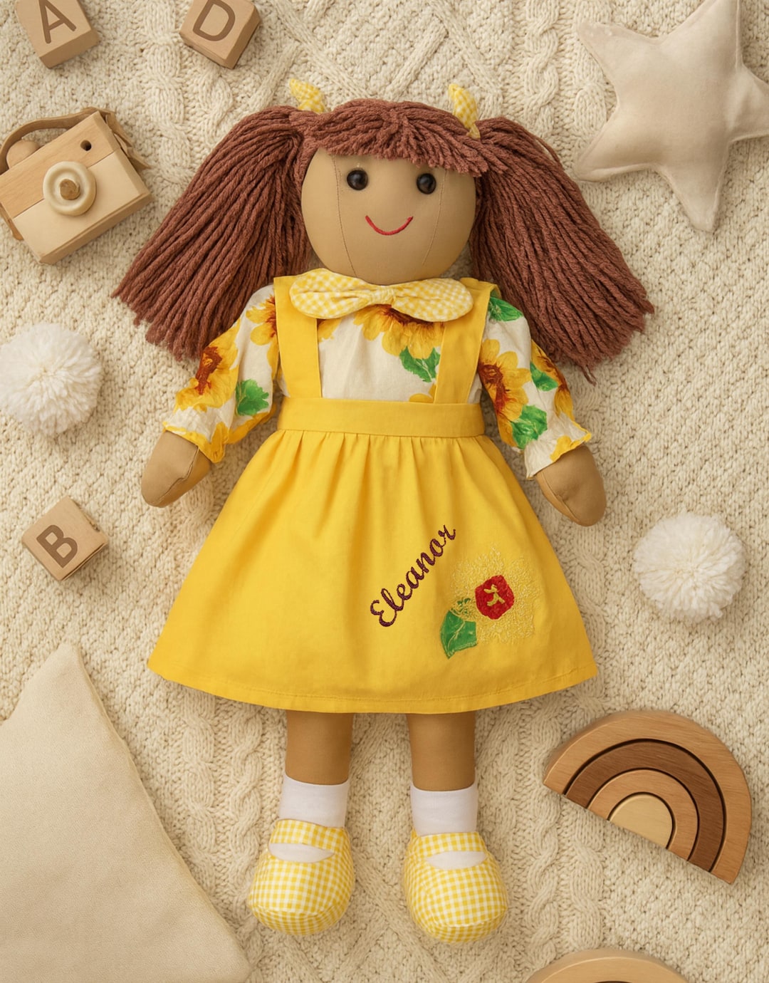 Personalised Rag Doll – Embroidered Name Keepsake Gift for Baby Girl ...