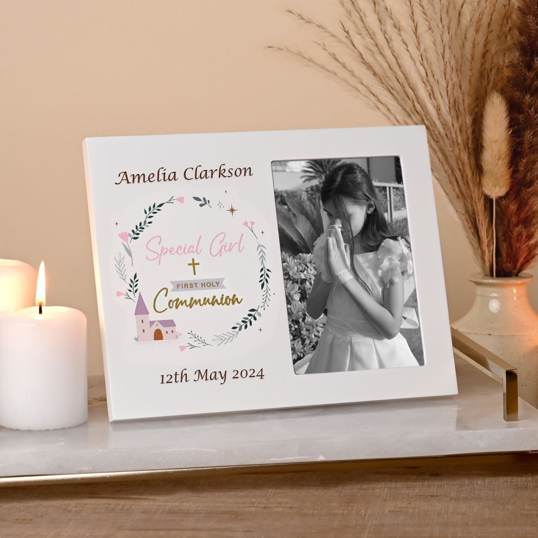 Girls First Holy Communion Personalised Wooden Photo Frame 1st ...