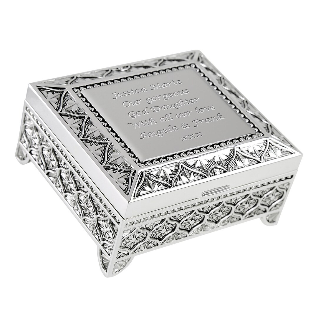 Goddaughter Christmas Gift Silver Plated Trinket Box Personalised ...
