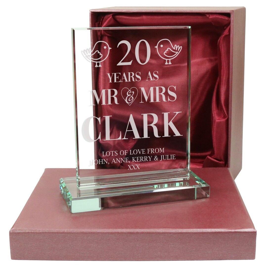 Engraved 20th Wedding Anniversary Married Couple Gift, Happy 20 Years ...