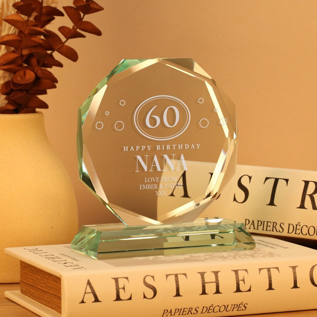 Engraved 60th Birthday Gift for a Boy or Girl, Presentation Cut Glass ...
