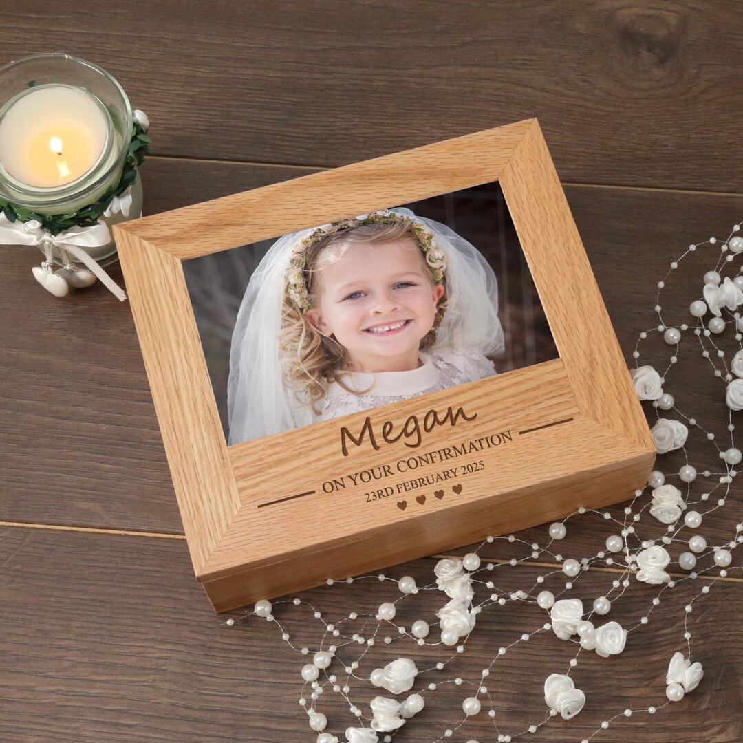 Personalised Girl's Confirmation Day Gift Solid Oak Wooden Photo ...