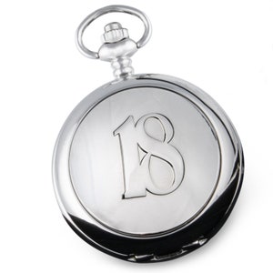 18th Birthday Men's Engraved Pocket Watch With Silver 18 Feature Case ...