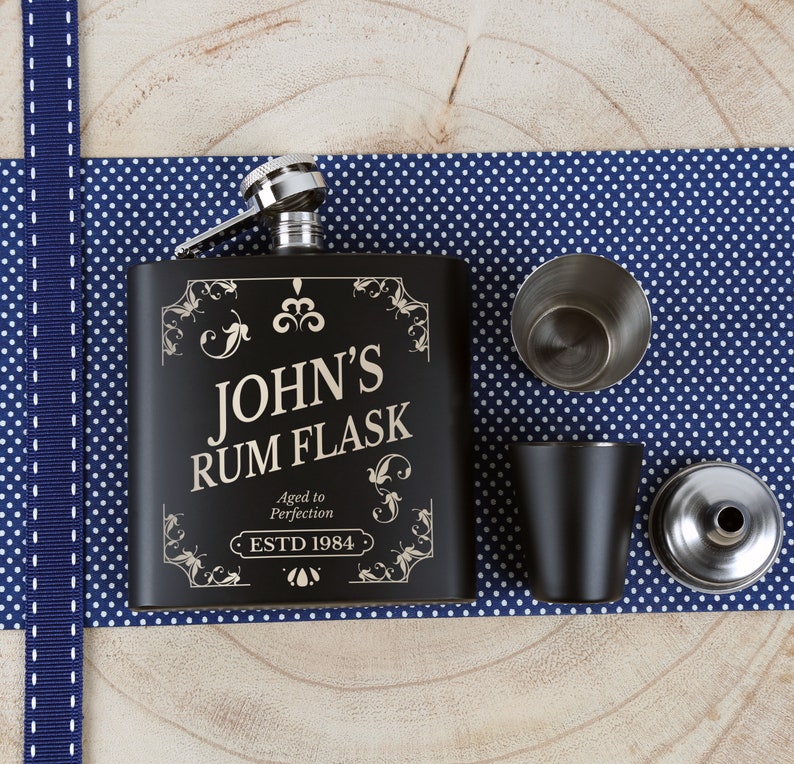 Personalised Rum Lover's Hip Flask Gift With Funnel Set | Etsy