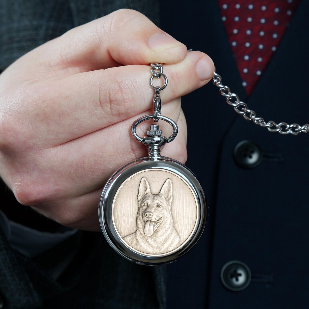 German Shepherd Pocket Watch - Alsatian Police Dog Pocket Watch With ...