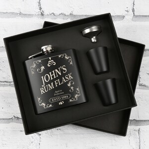 Personalised Rum Lover's Hip Flask Gift With Funnel Set Personalized ...