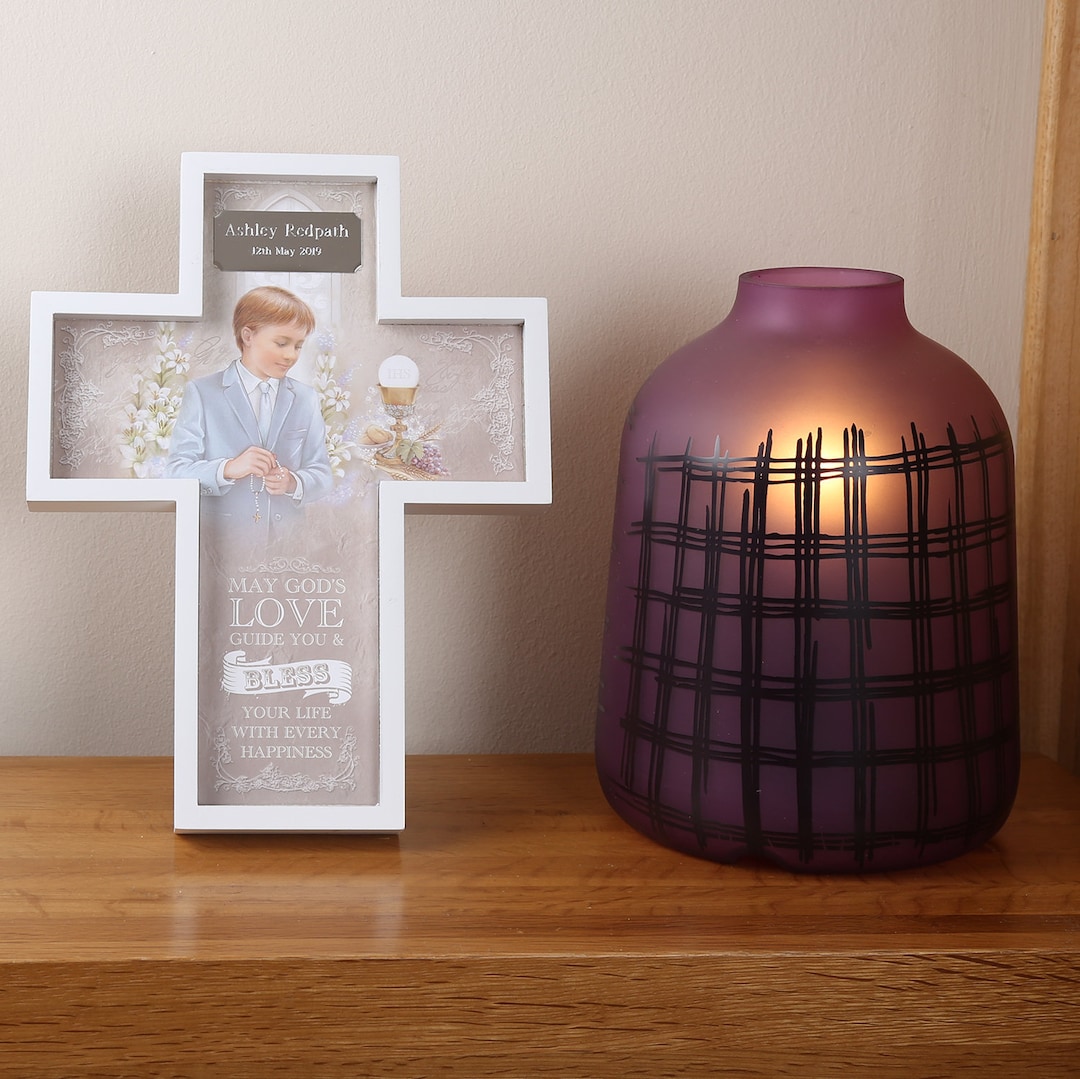 Engraved First Communion Themed Wooden Cross Memento, Table or Wall ...