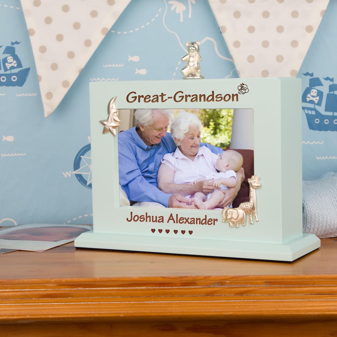 Personalised Great Grandson Photo Album, Engraved Wooden Picture Frame ...