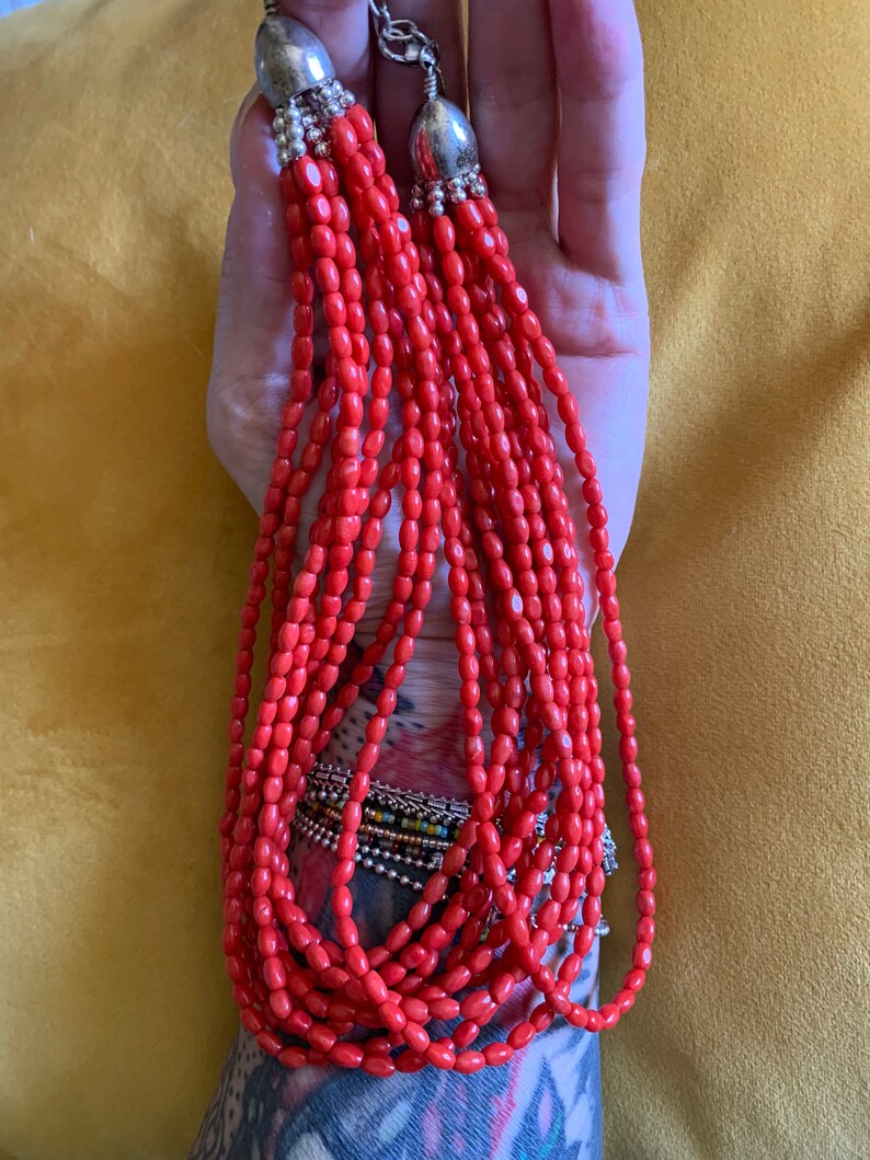 Beautiful Multi Strand Coral Bead Necklace With Sterling - Etsy