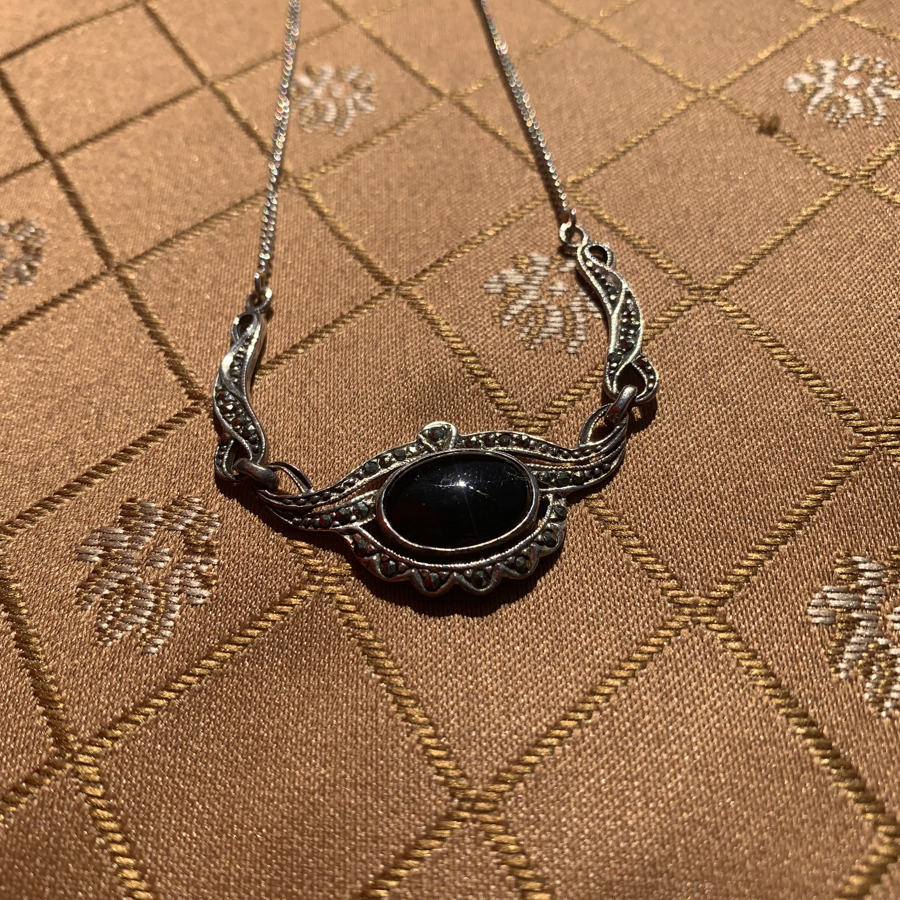 Dainty Marcasite Black Onyx and 925 Sterling Silver Choker - Etsy
