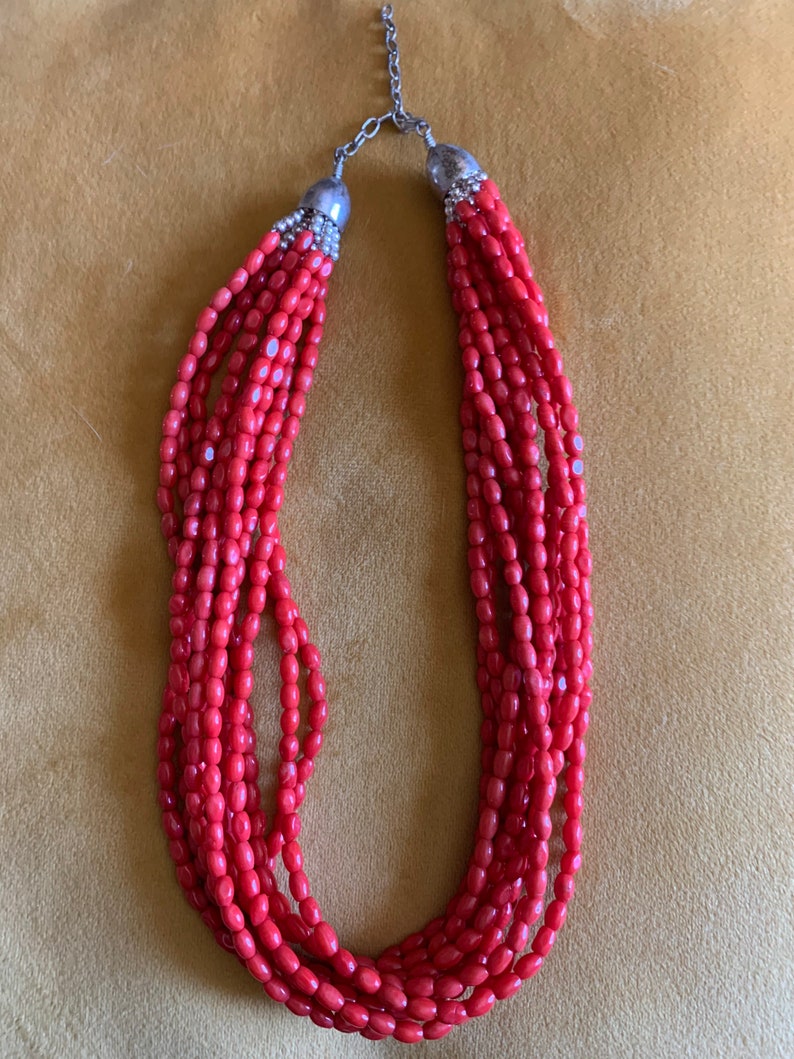 Beautiful Multi Strand Coral Bead Necklace With Sterling - Etsy