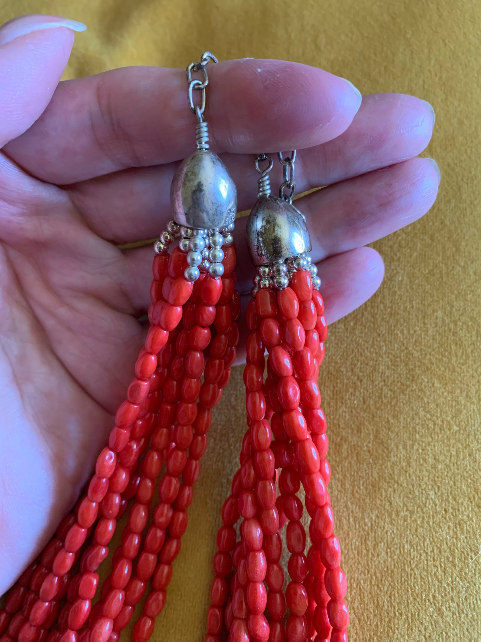 Beautiful multi strand coral bead necklace with sterling | Etsy