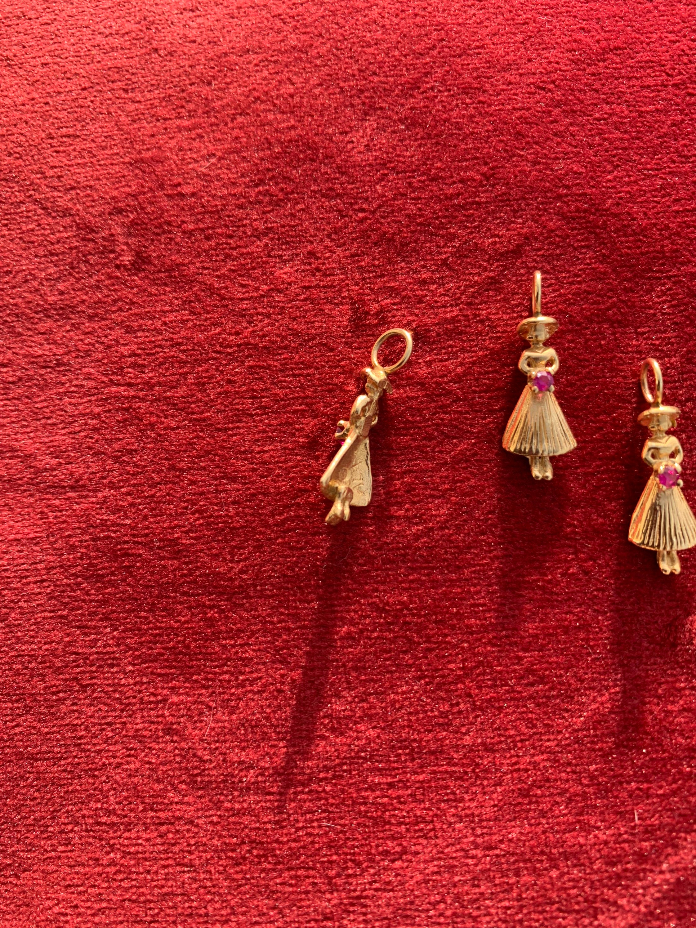 Adorable Vintage Set of Bridesmaid Charms Featuring Rubies Set in 14k ...