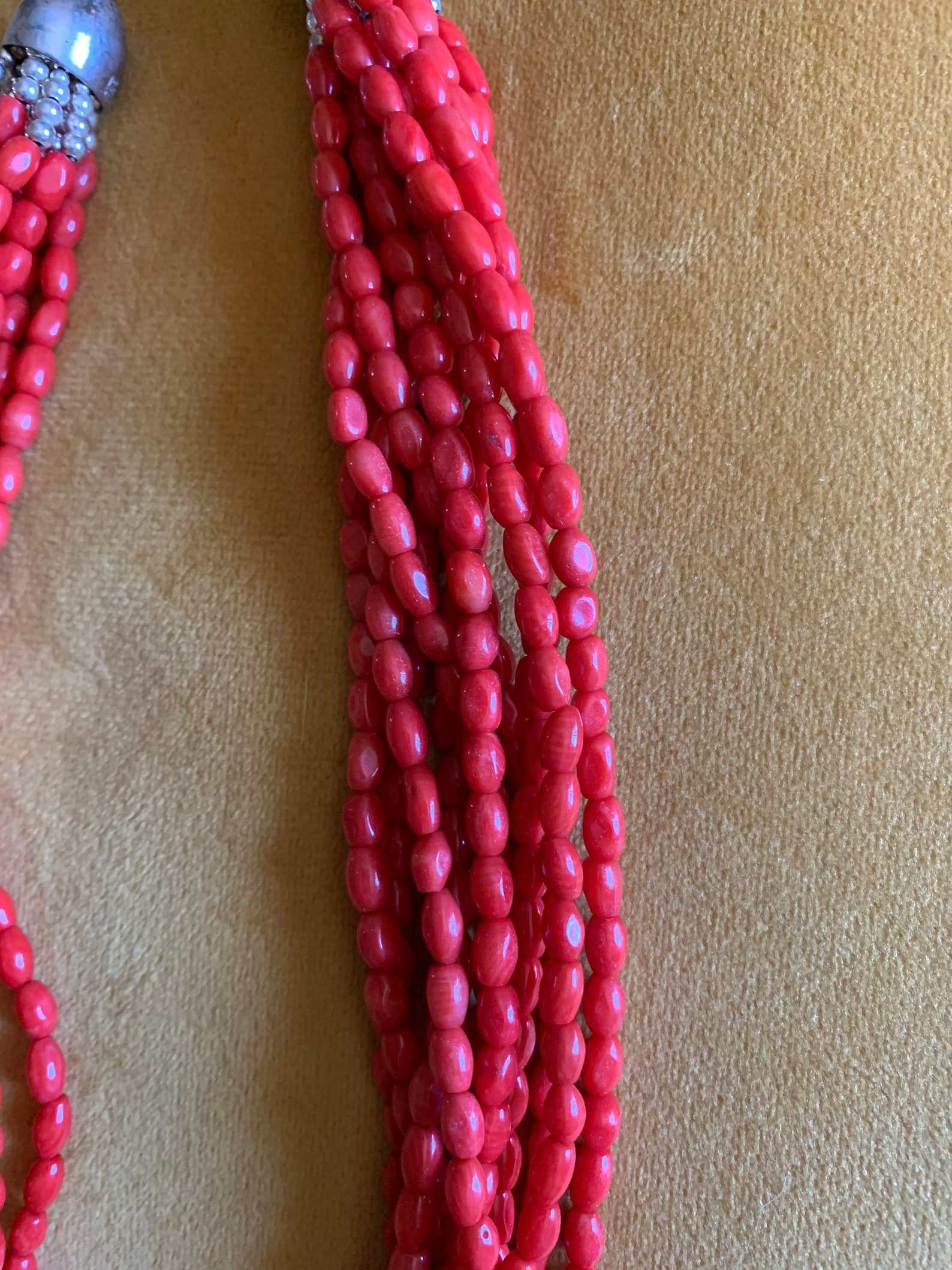 Beautiful multi strand coral bead necklace with sterling | Etsy