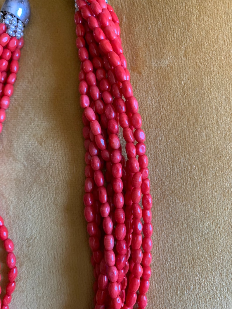 Beautiful Multi Strand Coral Bead Necklace With Sterling - Etsy