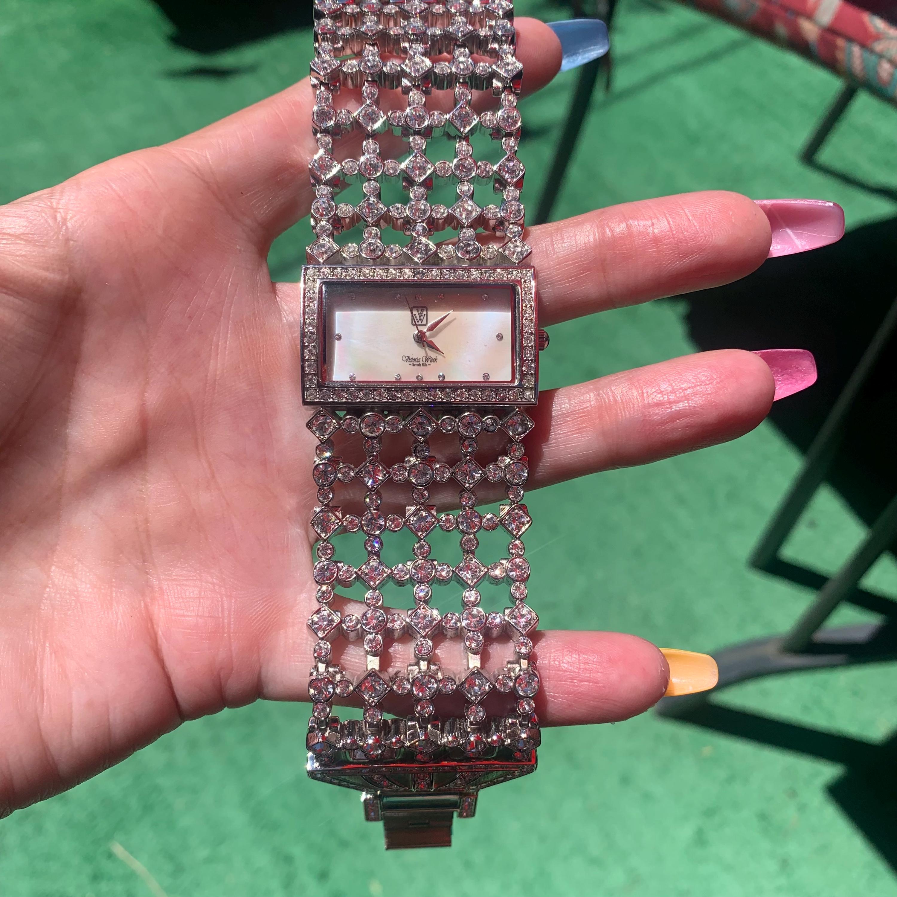 Large Beautiful Cubic, Zirconia, Wide Wrist Watch - Etsy