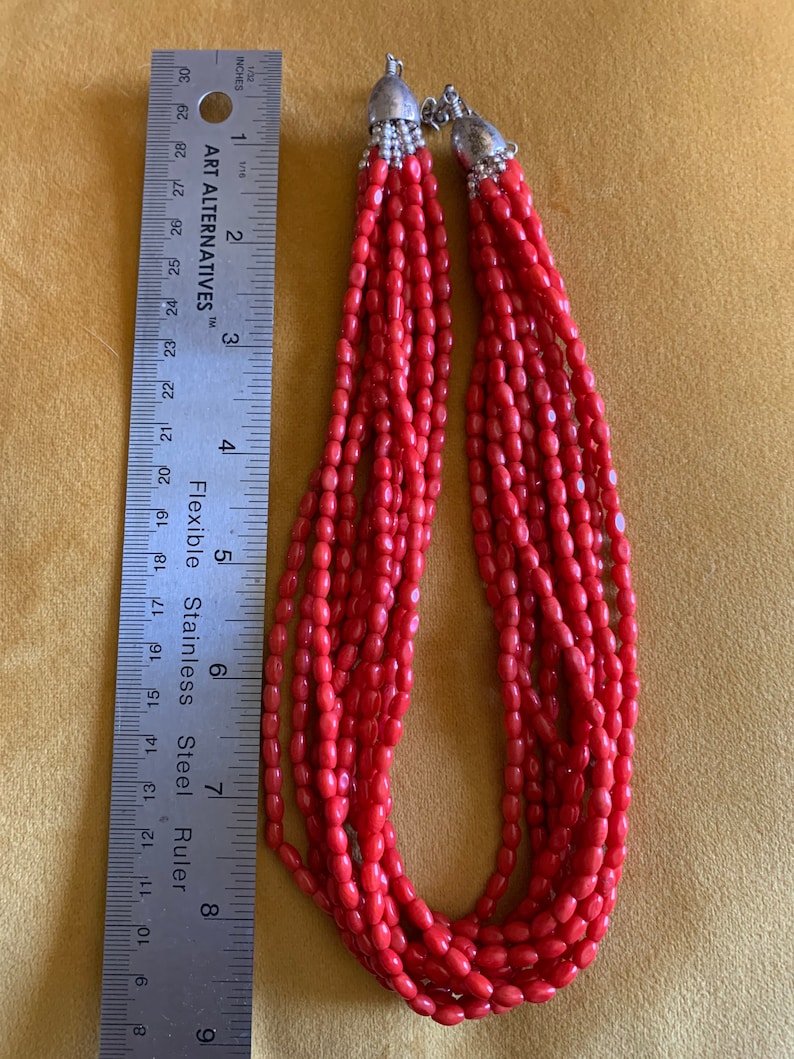 Beautiful Multi Strand Coral Bead Necklace With Sterling - Etsy