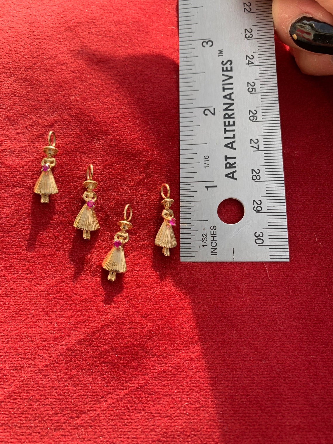 Adorable Vintage Set of Bridesmaid Charms Featuring Rubies Set in 14k ...