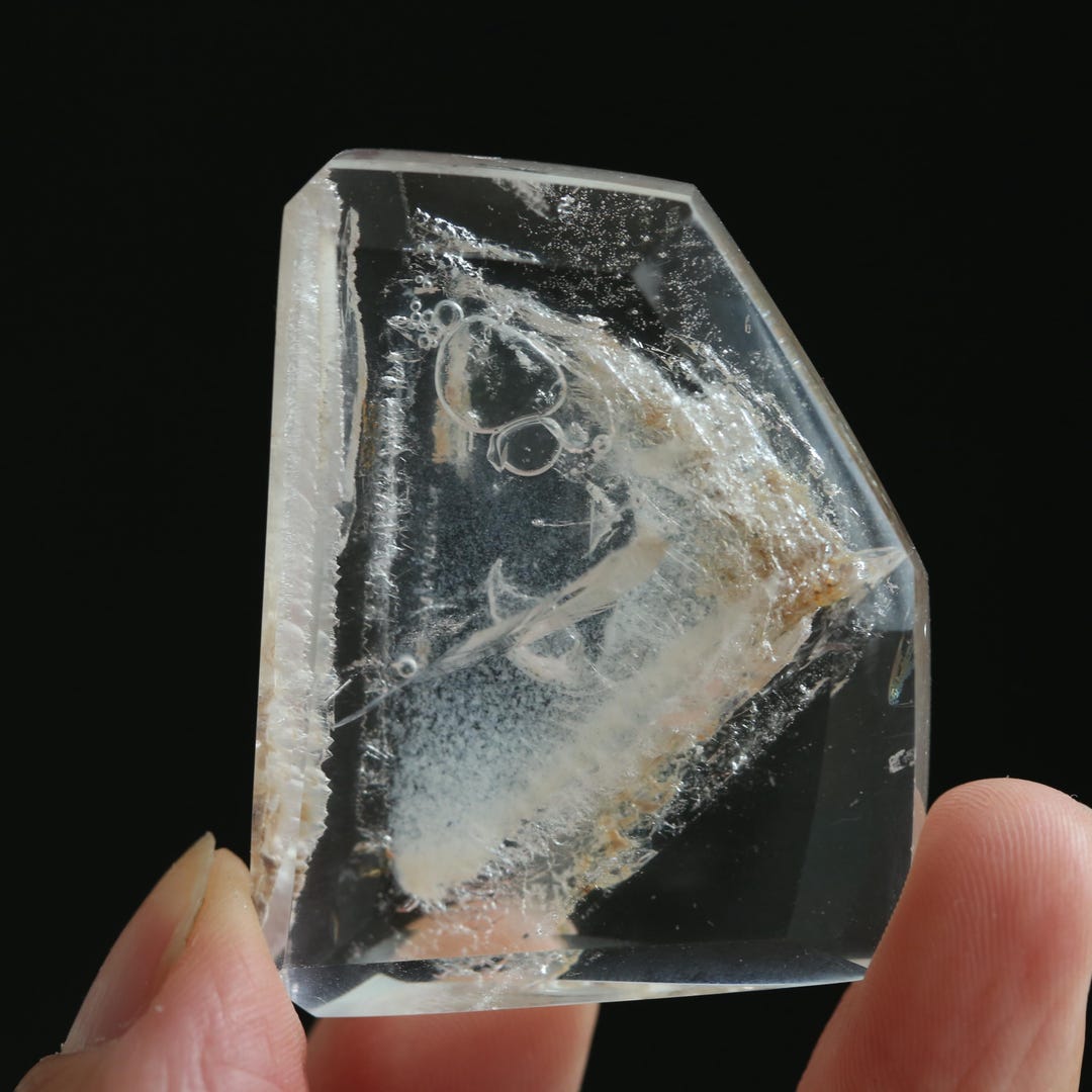 Rare 1 Moving Bubble With Quicksand, Polished Polygonal Crystal ...