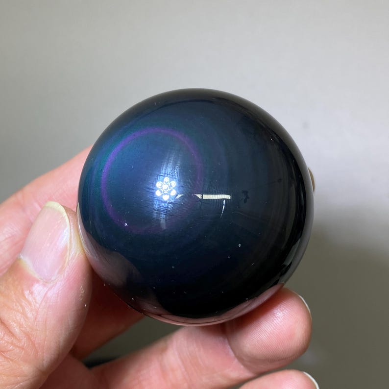 48mm Rainbow Obsidian Sphere / Natural Colorful Obsidian Crystal 1151 ...