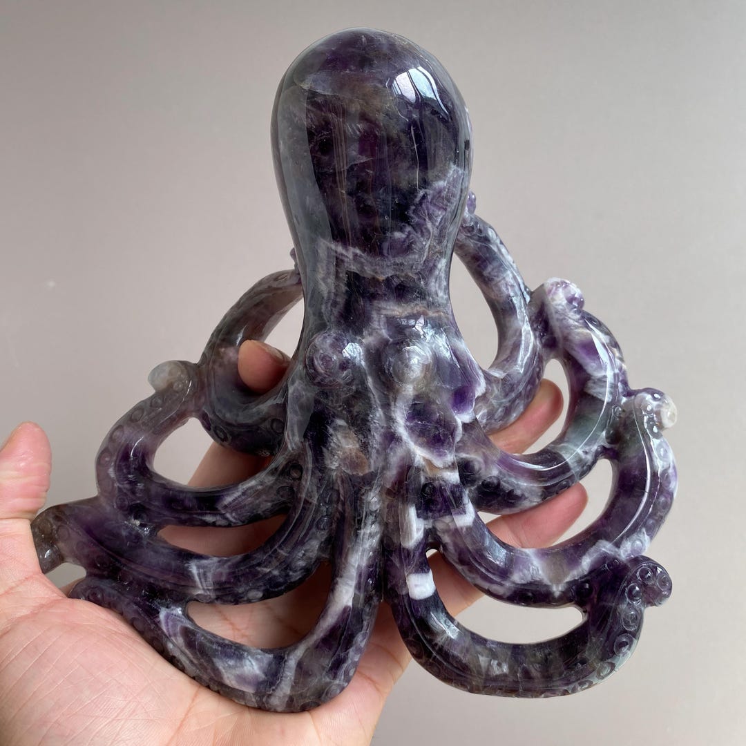 7.4'' Dream Amethyst Octopus, Hand-carved Octopus，crystal Carving - Etsy