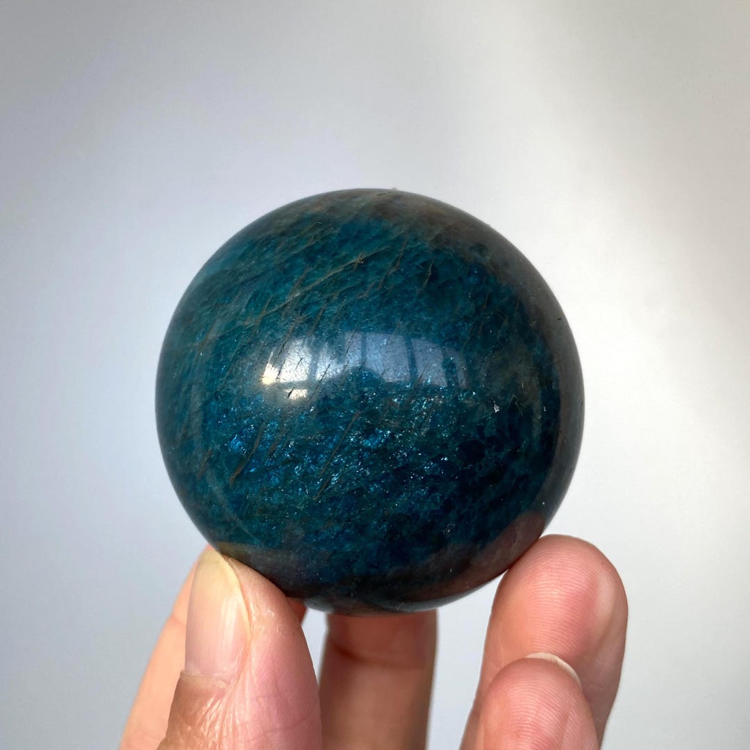 52.8mm Natural Blue Apatite Sphere Good Flash Crystal Sphere - Etsy