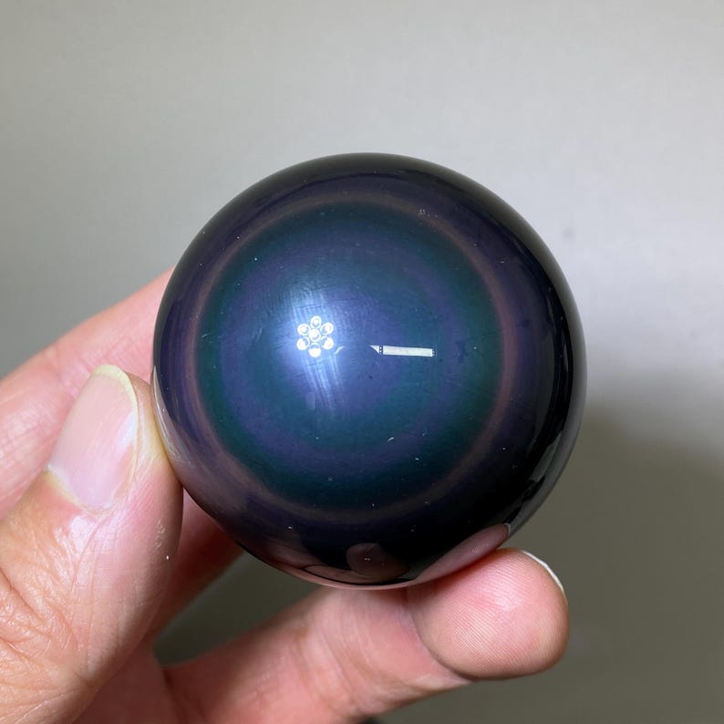 48mm Rainbow Obsidian Sphere / Natural Colorful Obsidian Crystal 1151 ...