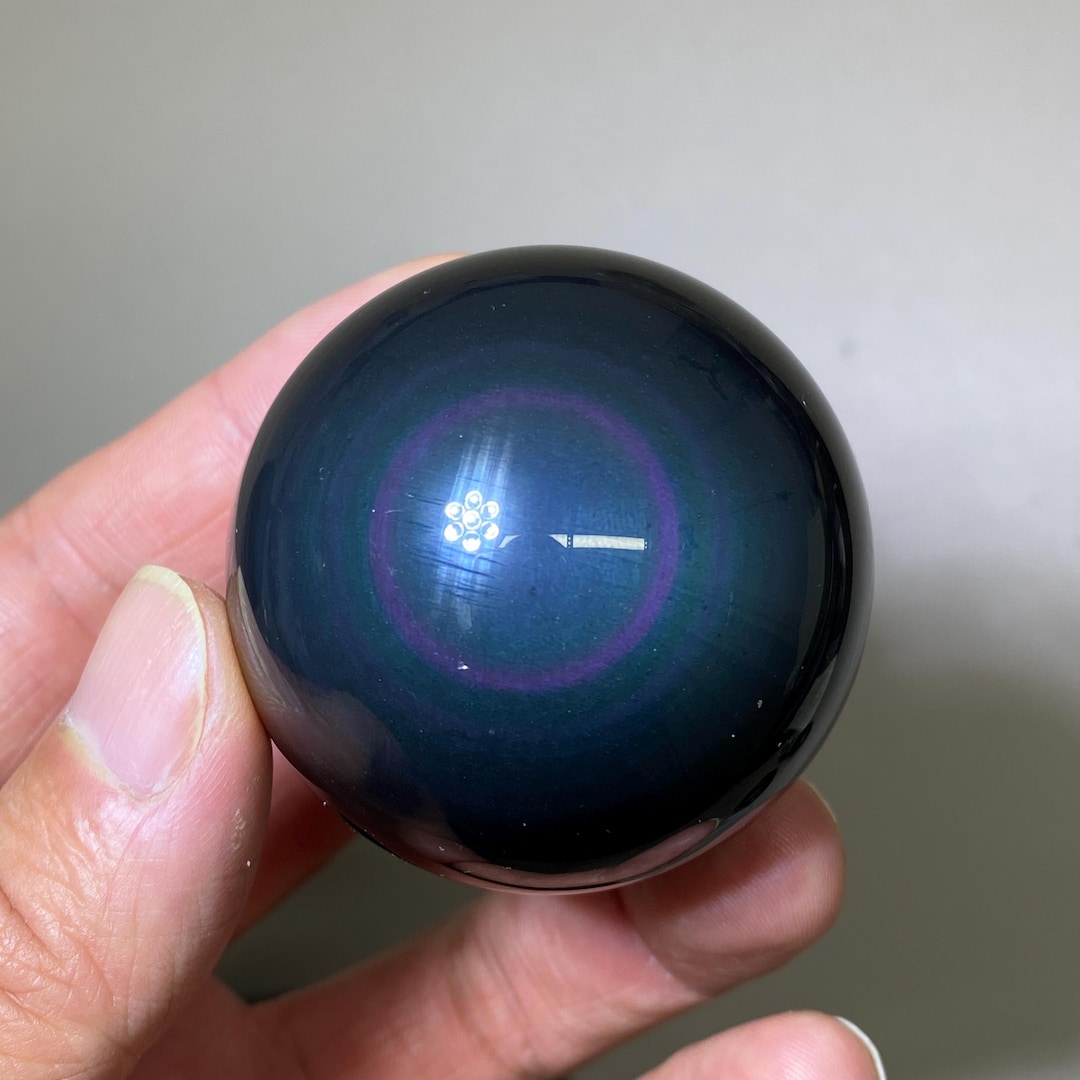 48mm Rainbow Obsidian Sphere / Natural Colorful Obsidian Crystal 1151 ...